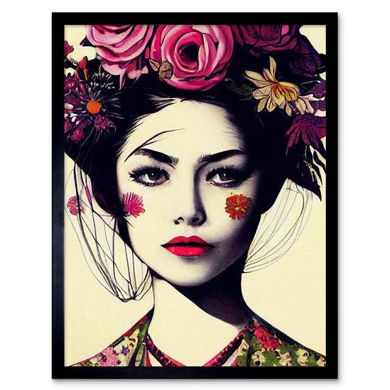 Wall Art And Pictures Boho Woman With Flowers Headdress Modern Art